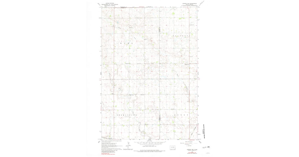 1962 Map of Lennox NW, Turner County, SD — High-Res, 1981 Print | Pastmaps