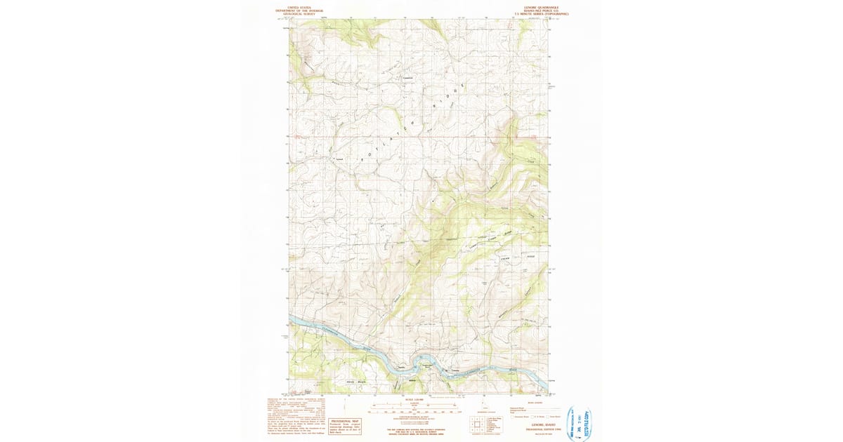 1990 Map of Lenore, Nez Perce County, ID — High-Res | Pastmaps