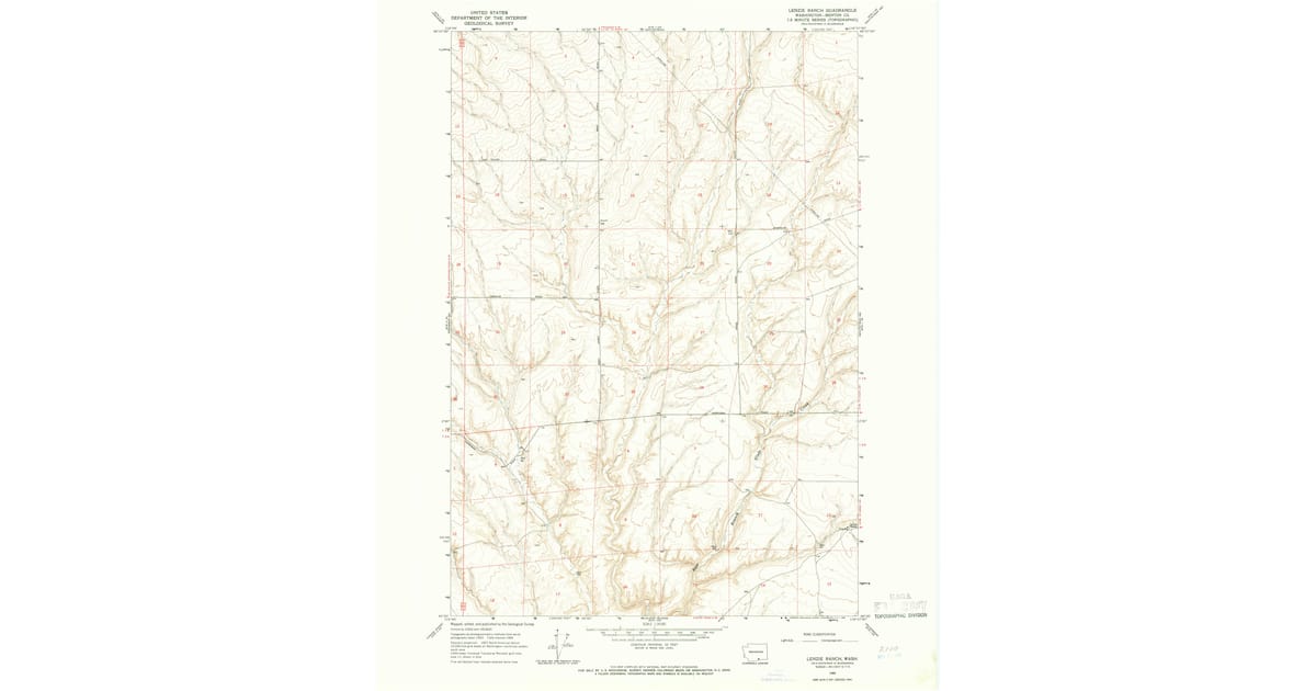 1965 Map of Lenzie Ranch, Benton County, WA — High-Res | Pastmaps
