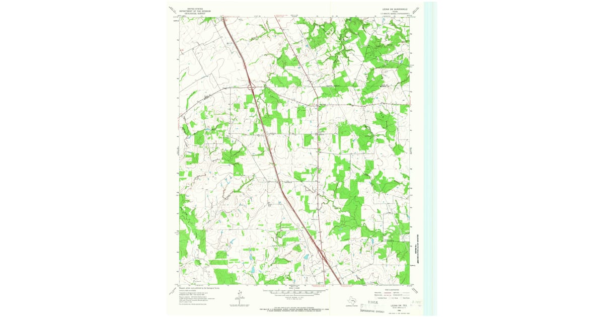 1964 Map of Leona SW, Madison County, TX — High-Res | Pastmaps