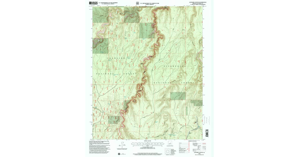 1998 Map of Leonard Canyon, Coconino County, AZ — High-Res | Pastmaps
