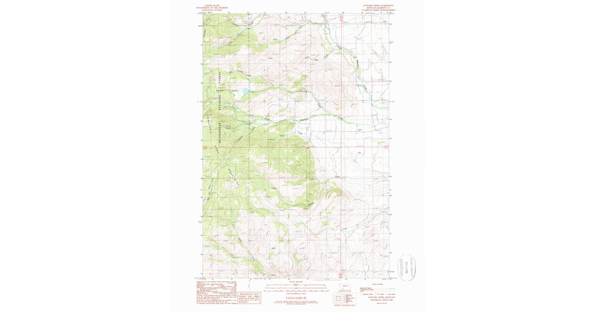 1988 Map of Leonard Creek, Madison County, MT — High-Res | Pastmaps