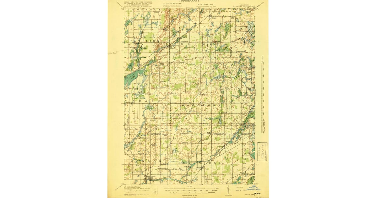 1918 Map of Leonidas, Kalamazoo County, MI — High-Res | Pastmaps