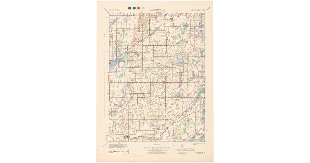 1944 Map of Leonidas, Kalamazoo County, MI — High-Res | Pastmaps