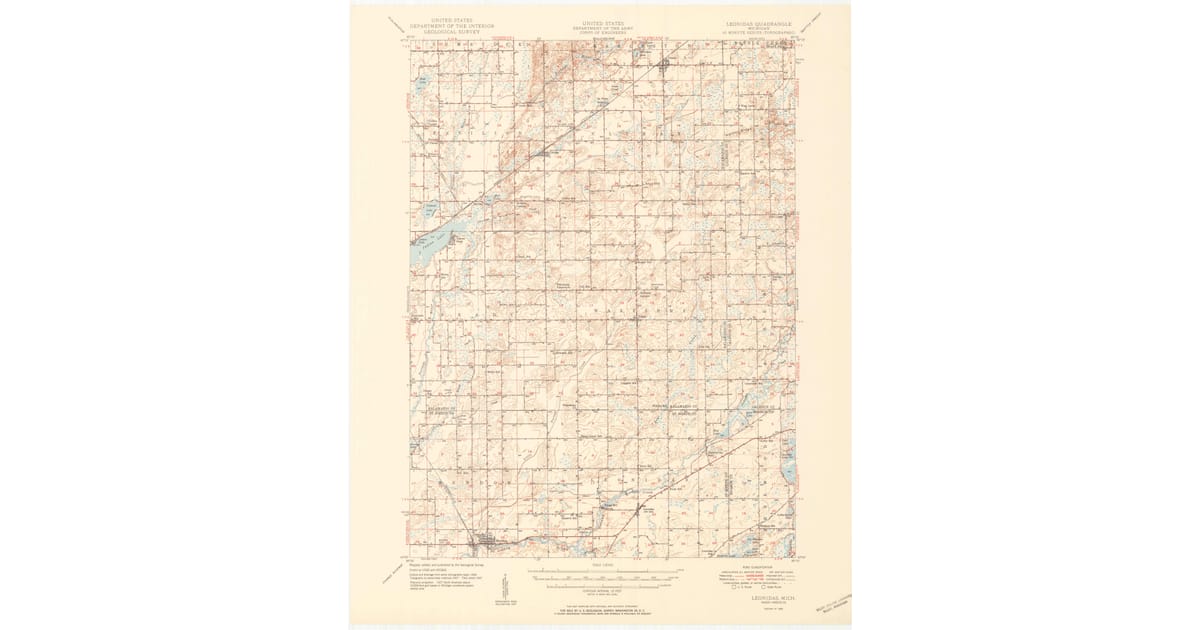 1950 Map of Leonidas, Kalamazoo County, MI — High-Res, 1950 Print #2 ...