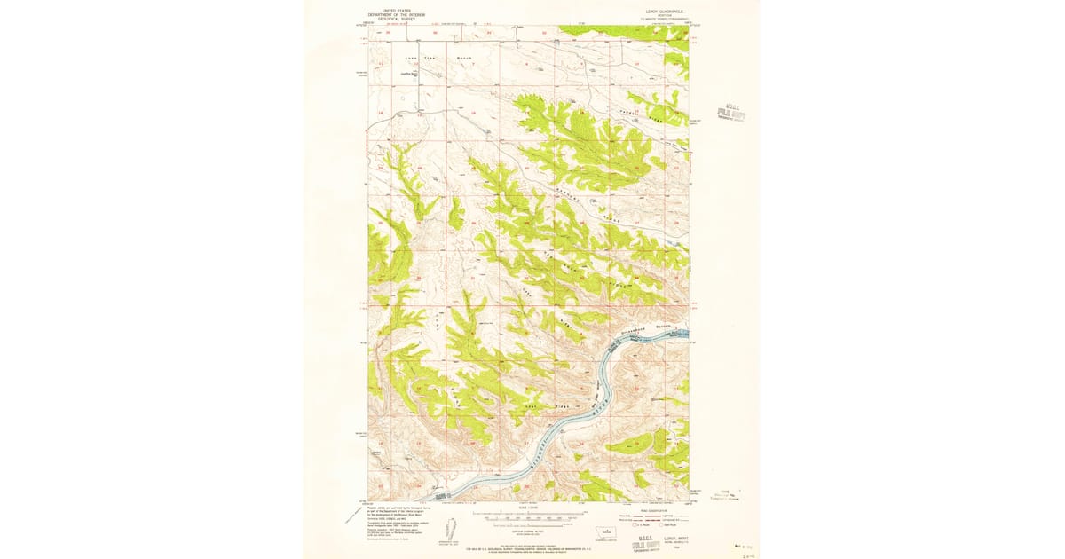 1954 Map of Leroy, Blaine County, MT — High-Res | Pastmaps