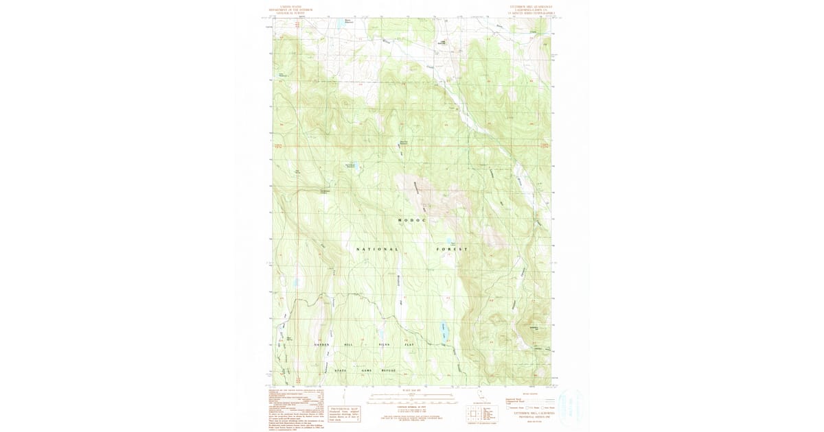 1990 Map of Letterbox Hill, Lassen County, CA — High-Res | Pastmaps