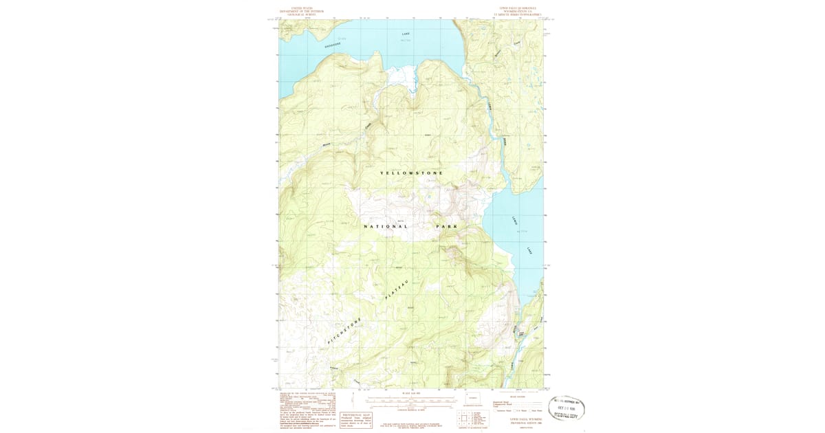 1986 Map of Lewis Falls, Teton County, WY — High-Res | Pastmaps