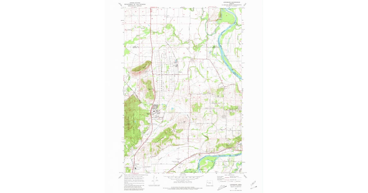 1970 Map of Lewisburg, Benton County, OR — High-Res, 1980 Print | Pastmaps