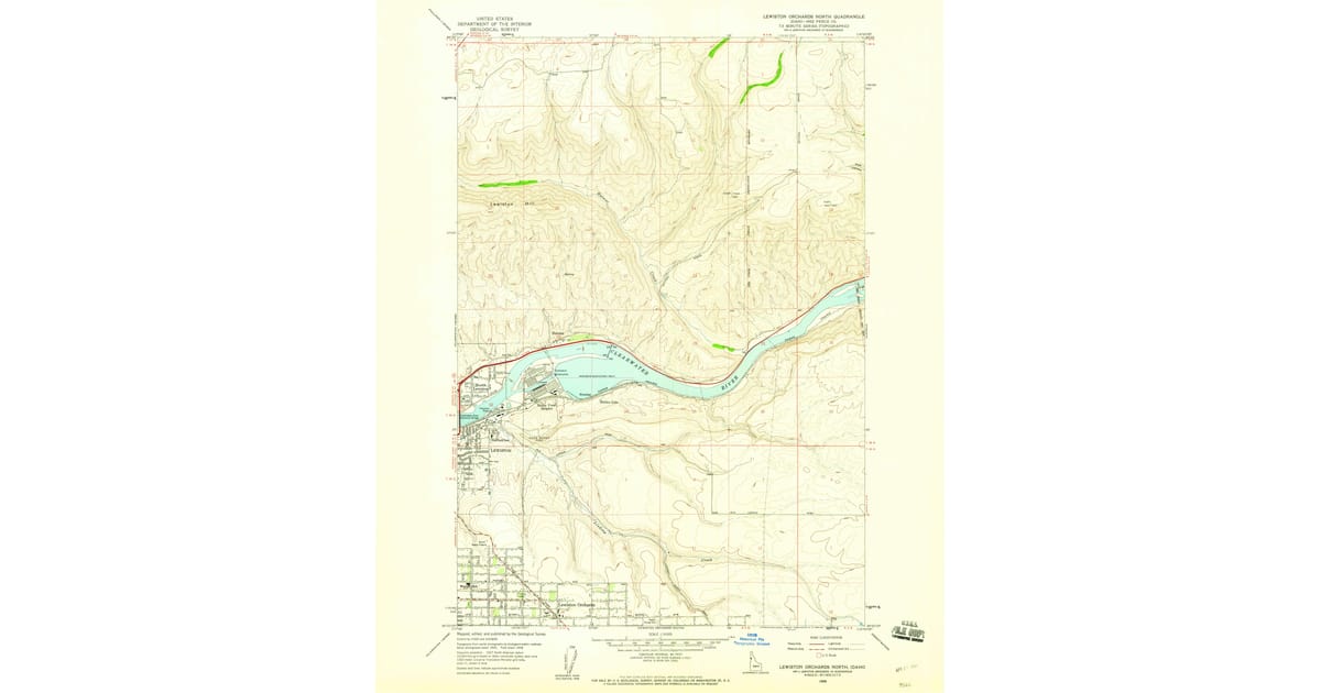 1958 Map of Lewiston Orchards North, Nez Perce County, ID — High-Res ...