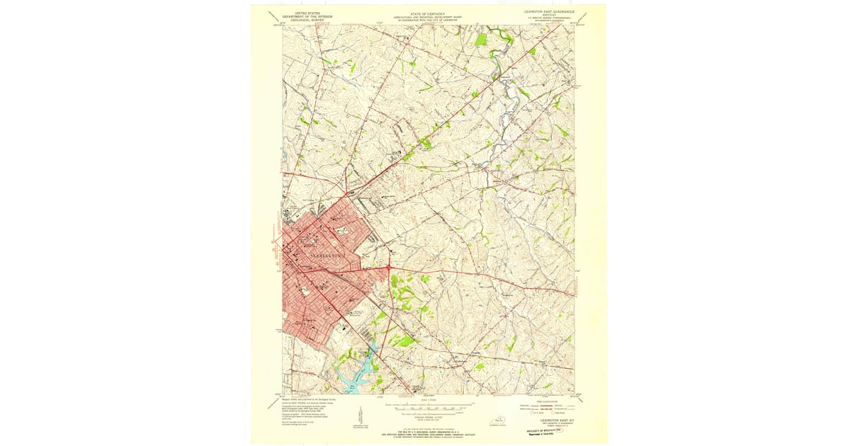 1954 Map of Lexington East, Fayette County, KY — High-Res | Pastmaps