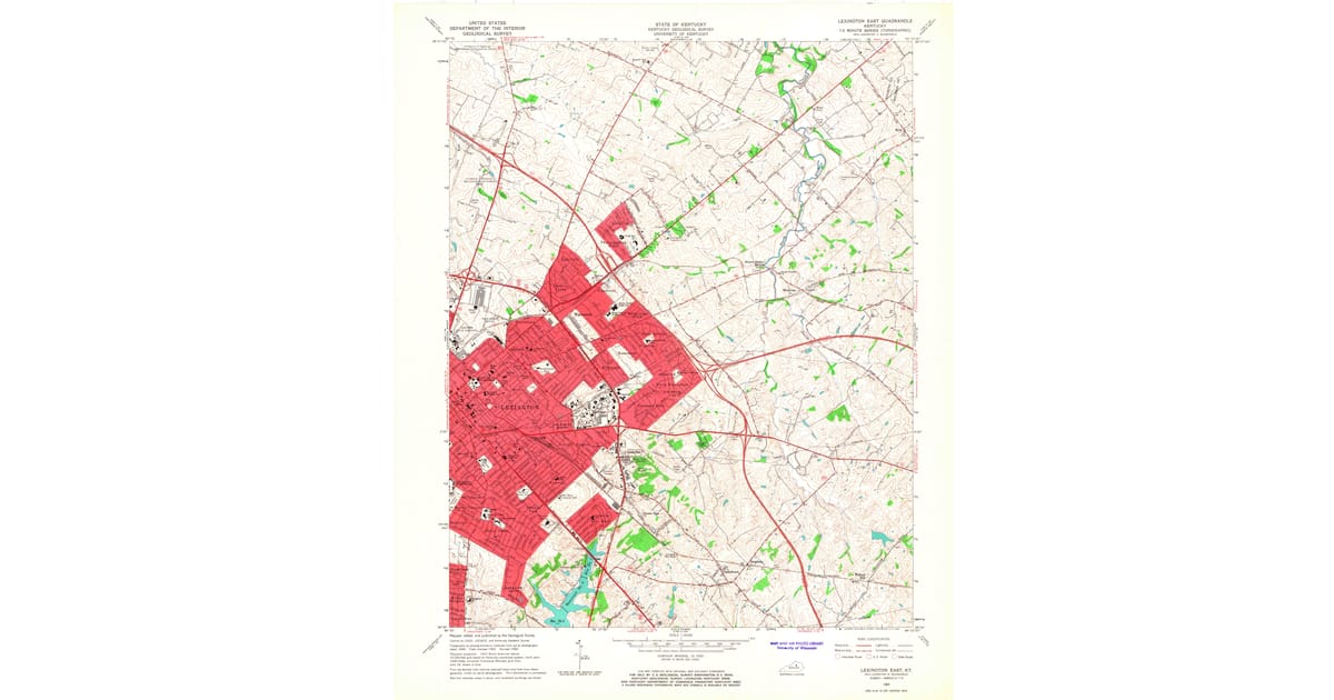 1965 Map of Lexington East, Fayette County, KY — High-Res | Pastmaps