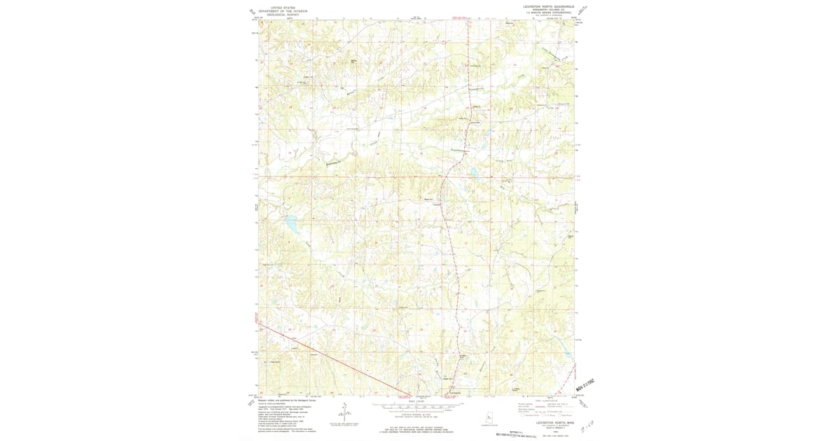 1982 Map of Lexington North, Holmes County, MS — High-Res | Pastmaps