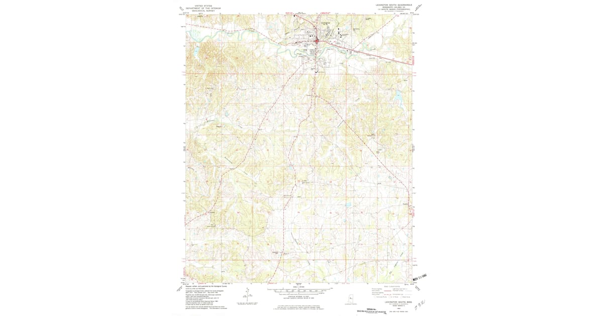 1982 Map of Lexington South, Holmes County, MS — High-Res | Pastmaps