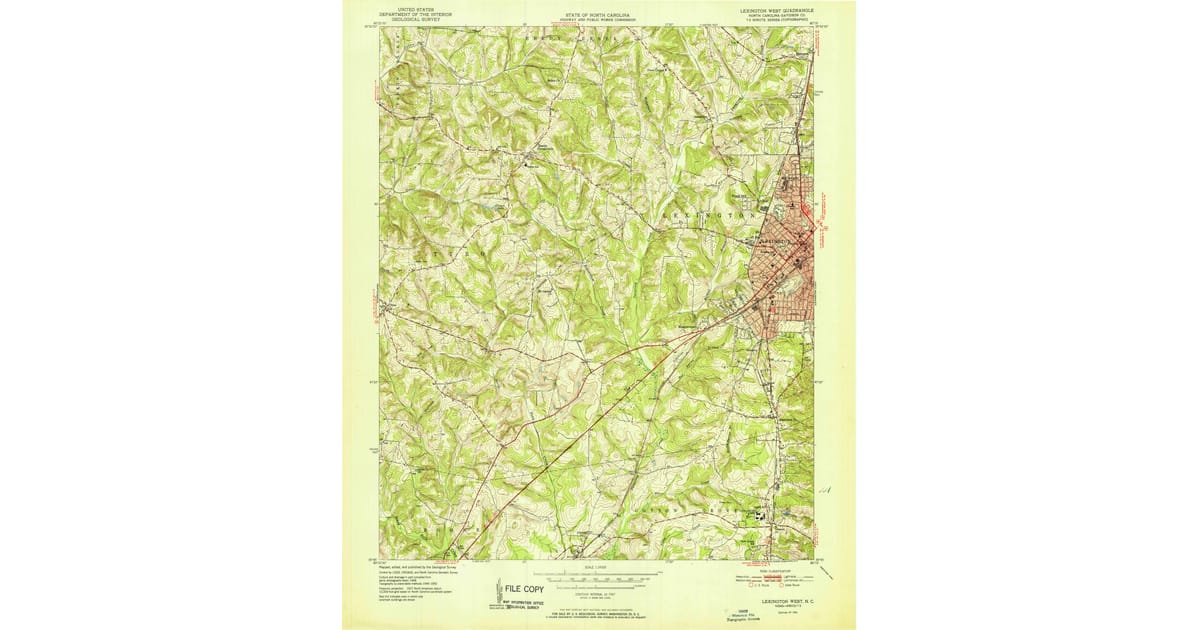 1951 Map of Lexington West, Davidson County, NC — High-Res | Pastmaps