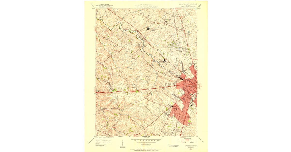 1950 Map of Lexington West, Fayette County, KY — High-Res | Pastmaps
