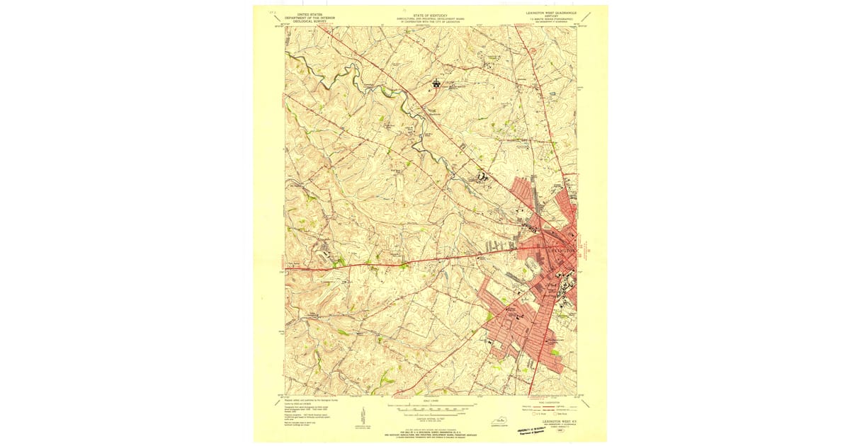 1955 Map of Lexington West, Fayette County, KY — High-Res | Pastmaps
