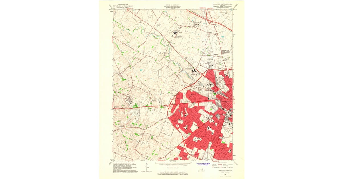 1965 Map of Lexington West, Fayette County, KY — High-Res | Pastmaps