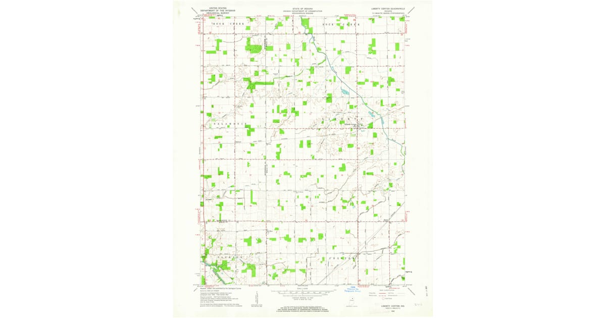 1962 Map of Liberty Center, Wells County, IN — High-Res | Pastmaps