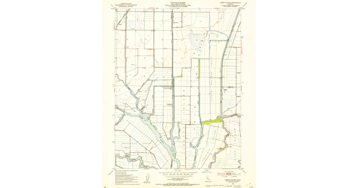 1952 Map of Liberty Island, Solano County, CA — High-Res | Pastmaps
