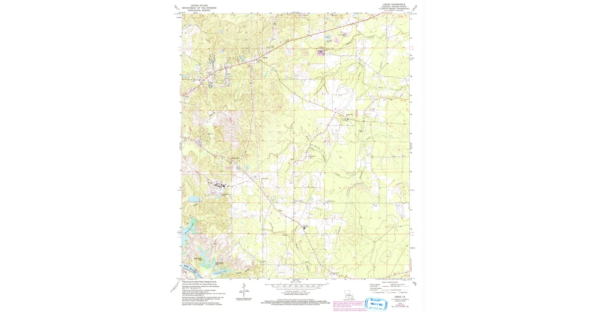 1972 Map of Libuse, Rapides Parish, LA — High-Res, 1993 Print | Pastmaps