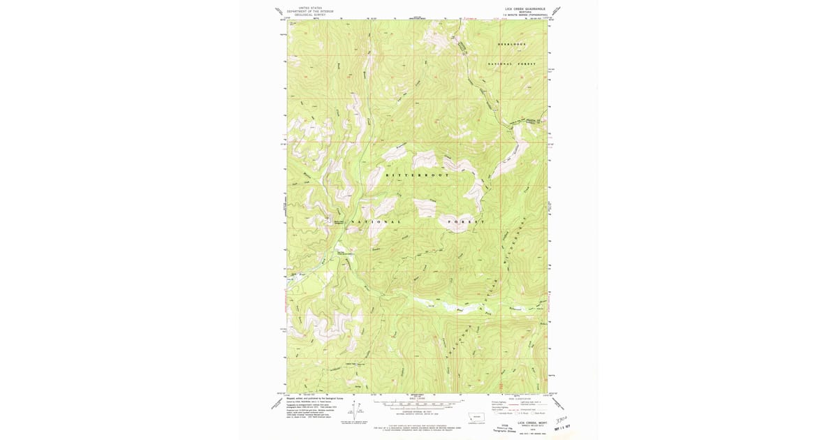 1974 Map of Lick Creek, Ravalli County, MT — High-Res | Pastmaps