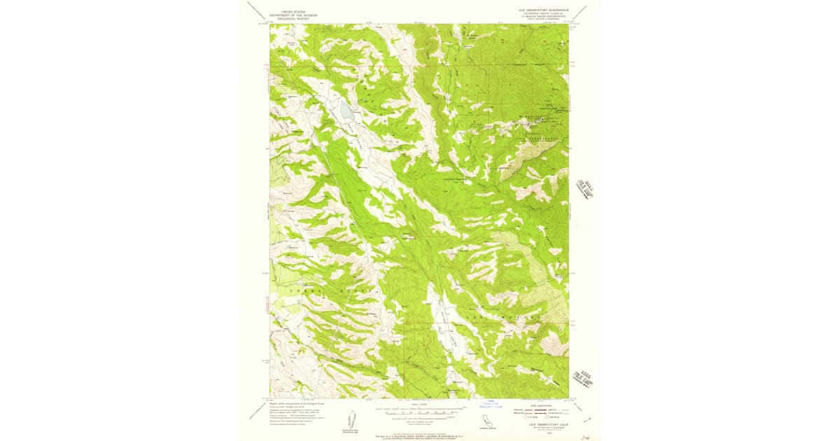 1955 Map of Lick Observatory, Santa Clara County, CA — High-Res | Pastmaps