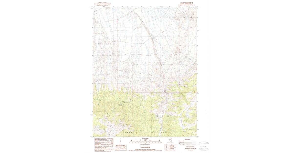 1987 Map of Lida Wash, Esmeralda County, NV — High-Res | Pastmaps