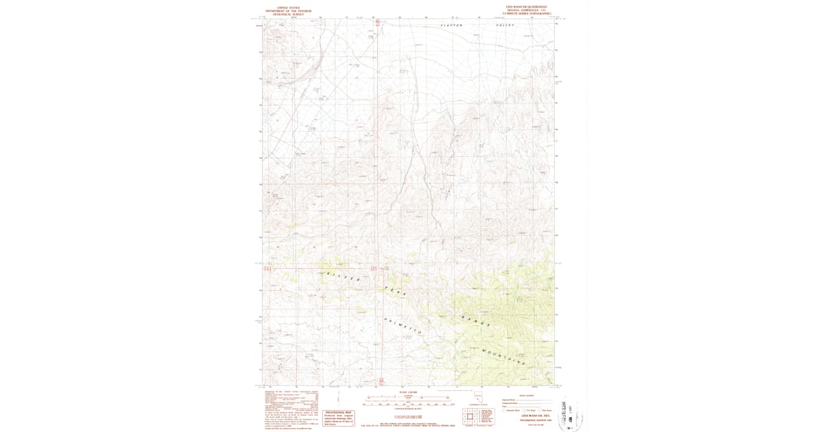 1987 Map of Lida Wash SW, Esmeralda County, NV — High-Res | Pastmaps