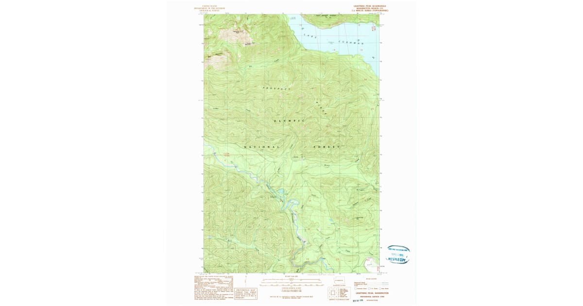 1990 Map of Lightning Peak, Mason County, WA — High-Res | Pastmaps