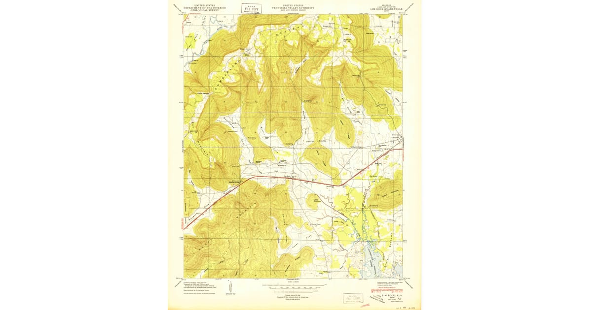 1950 Map of Lim Rock, Jackson County, AL — High-Res | Pastmaps