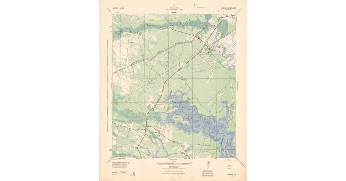1944 Map of Limerick, Liberty County, GA — High-Res | Pastmaps