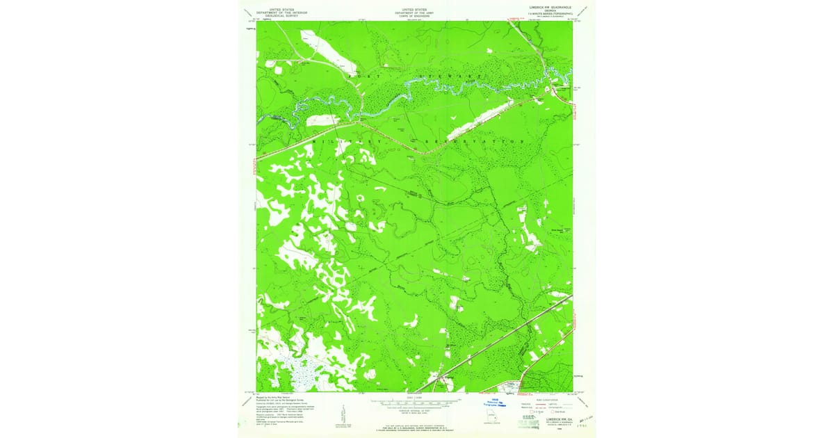 1958 Map of Limerick NW, Liberty County, GA — High-Res | Pastmaps