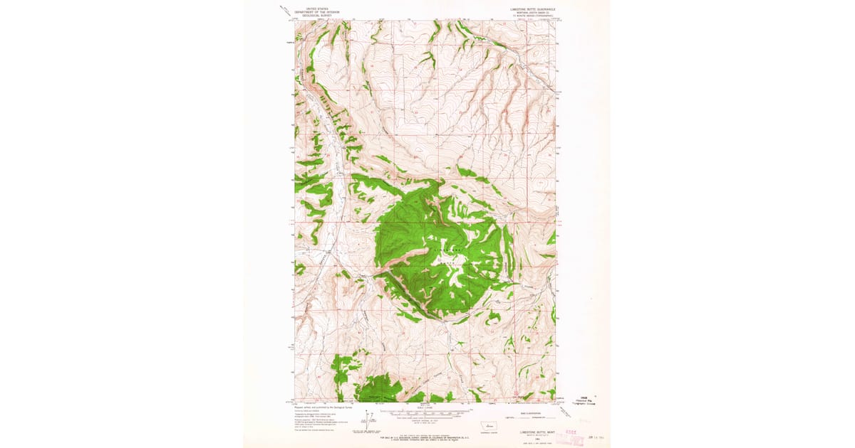 1961 Map of Limestone Butte, Judith Basin County, MT — High-Res | Pastmaps