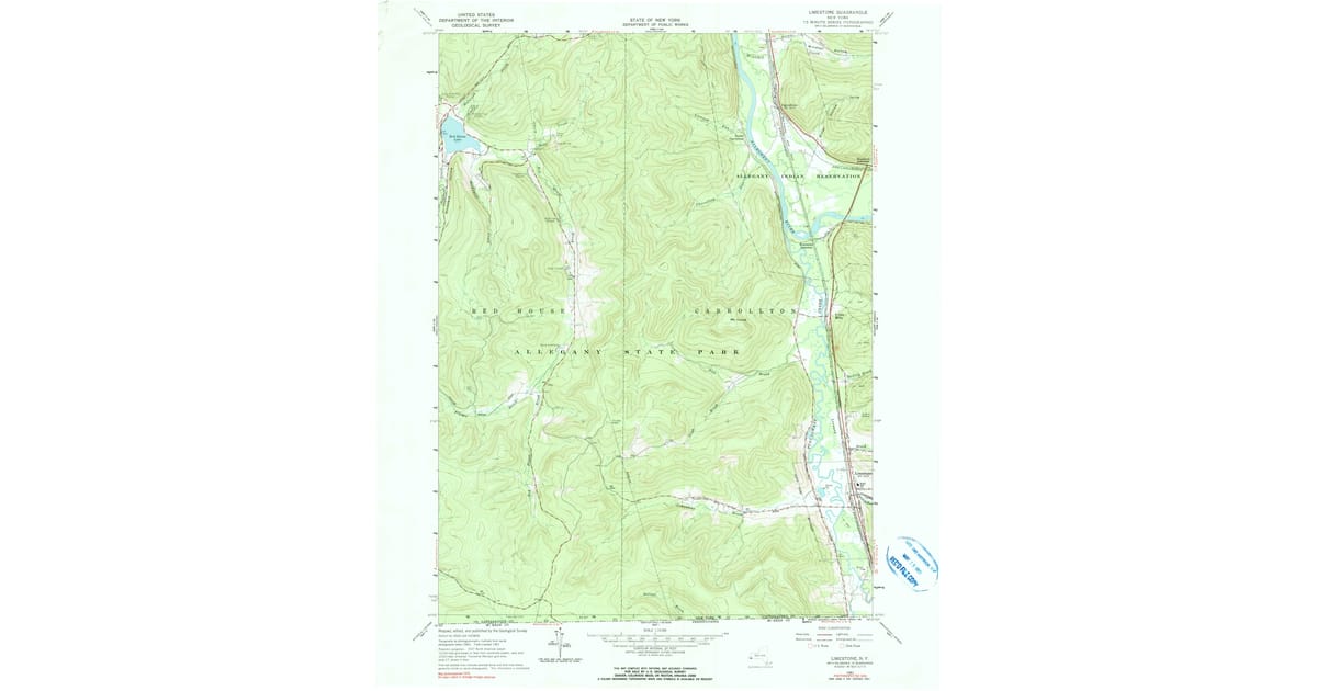 1961 Map of Limestone, NY — High-Res, 1990 Print #2 | Pastmaps