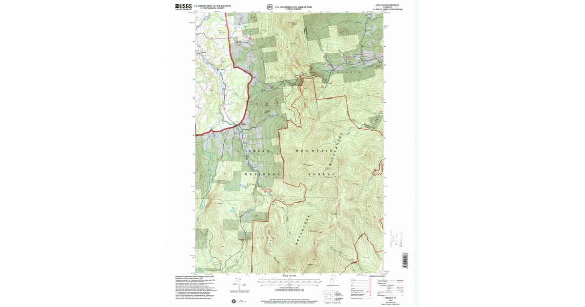 1997 Map of Lincoln, VT — High-Res | Pastmaps