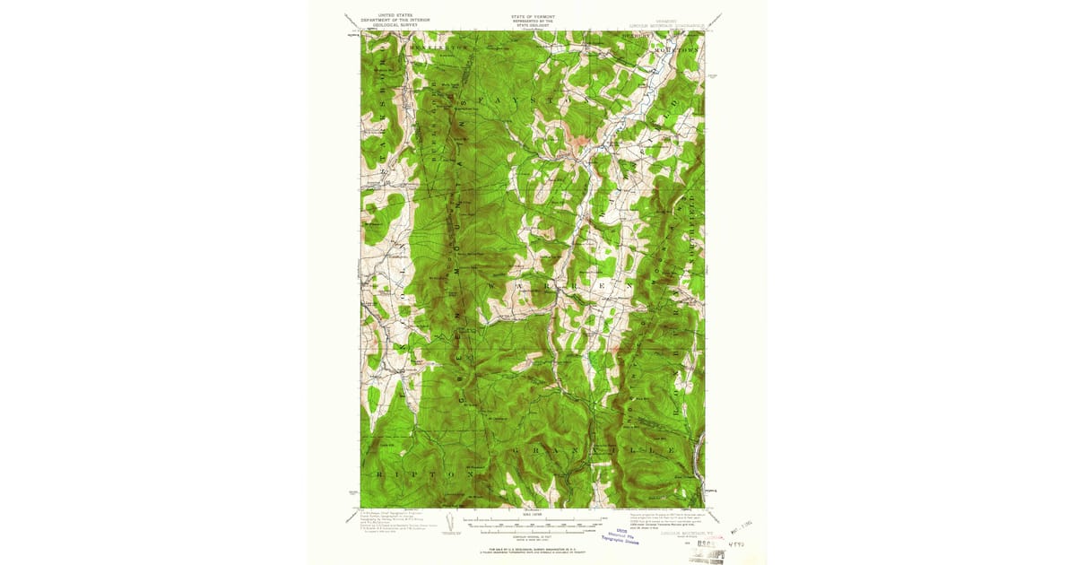 1919 Map of Lincoln Mountain, Washington County, VT — High-Res, 1961 ...