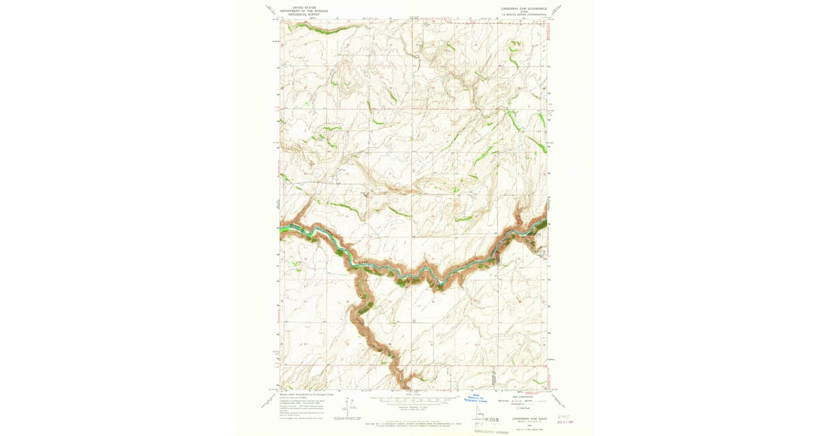 1965 Map of Linderman Dam, Fremont County, ID — High-Res | Pastmaps