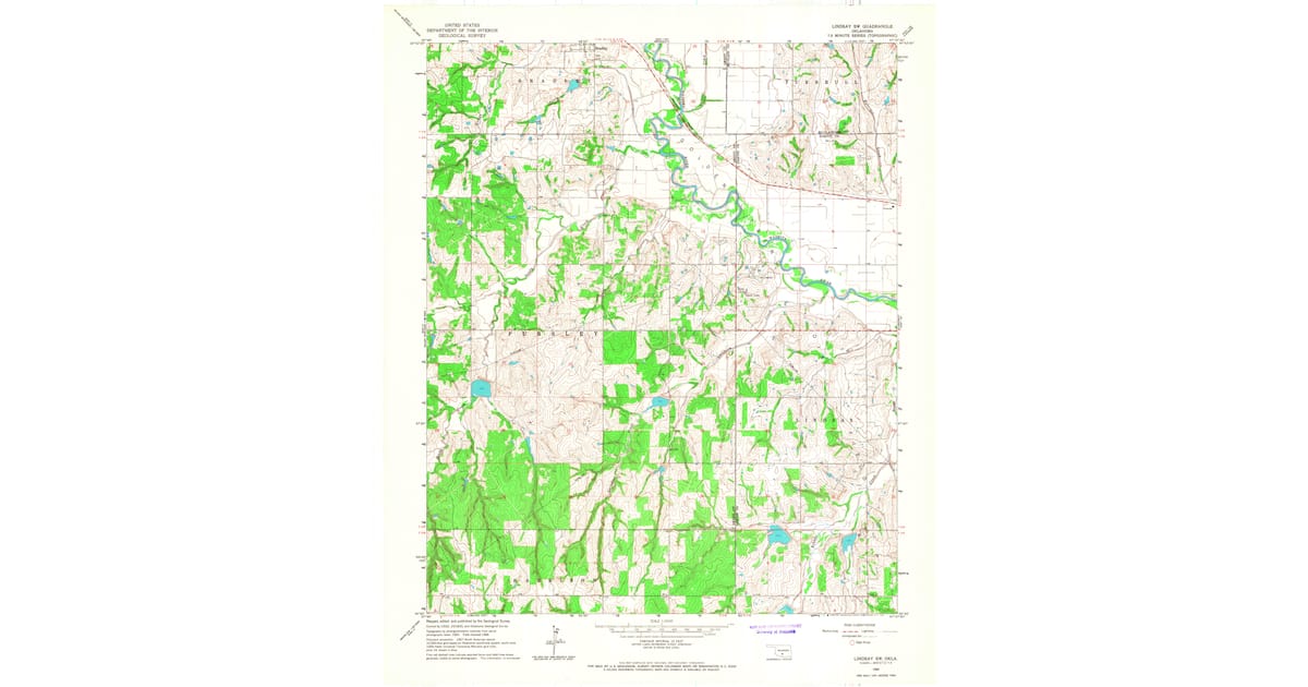 1966 Map of Lindsay SW, Grady County, OK — High-Res | Pastmaps