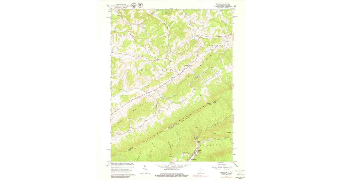 1965 Map of Lindside, Monroe County, WV — High-Res, 1979 Print | Pastmaps