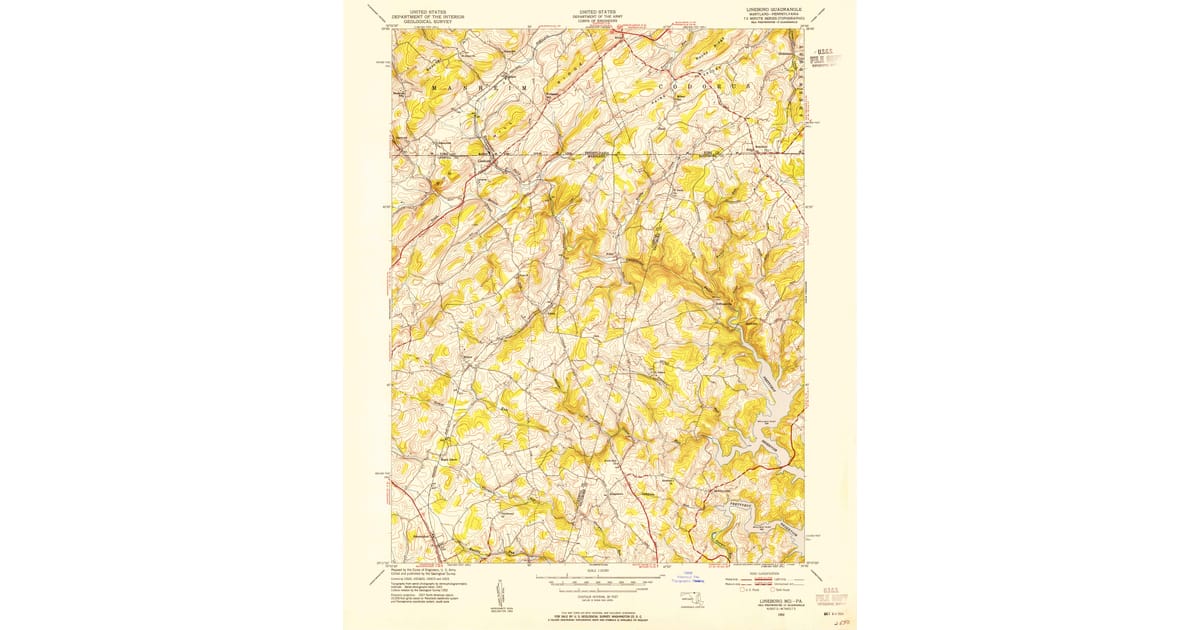 1953 Map of Lineboro, Carroll County, MD — High-Res | Pastmaps