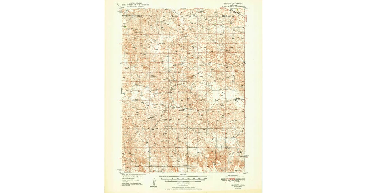 1950 Map of Linscott, Custer County, NE — High-Res | Pastmaps