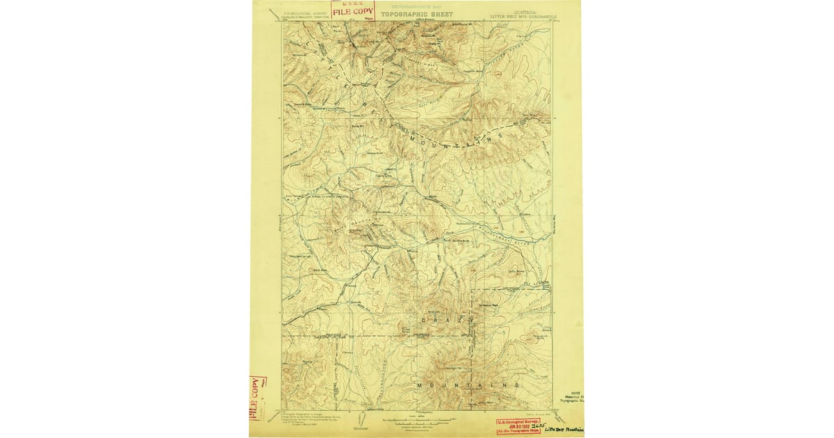 1902 Map of Little Belt Mts., Meagher County, MT — High-Res | Pastmaps