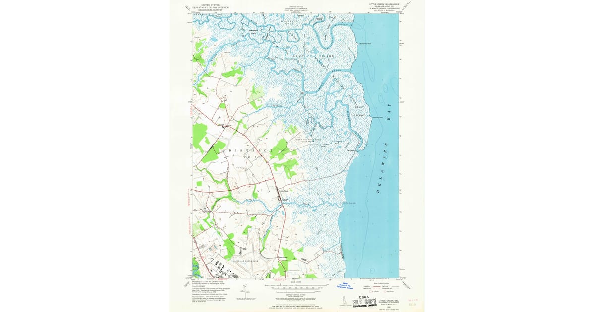 1956 Map of Little Creek, DE — High-Res, 1968 Print | Pastmaps