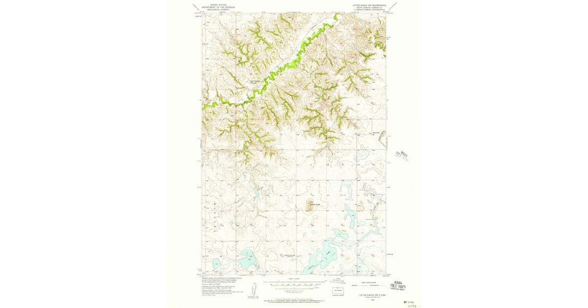1956 Map of Little Eagle SW, Corson County, SD — High-Res | Pastmaps