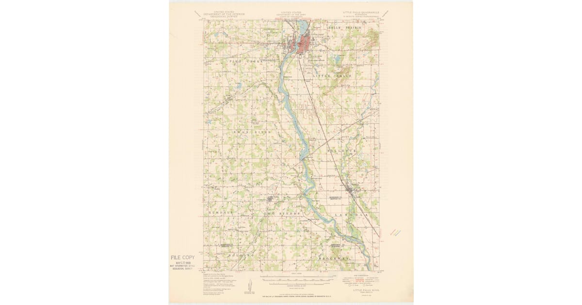 1950 Map of Little Falls, MN — High-Res, 1950 Print #2 | Pastmaps
