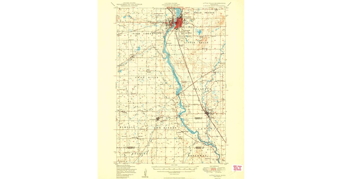 1950 Map of Little Falls, MN — High-Res | Pastmaps