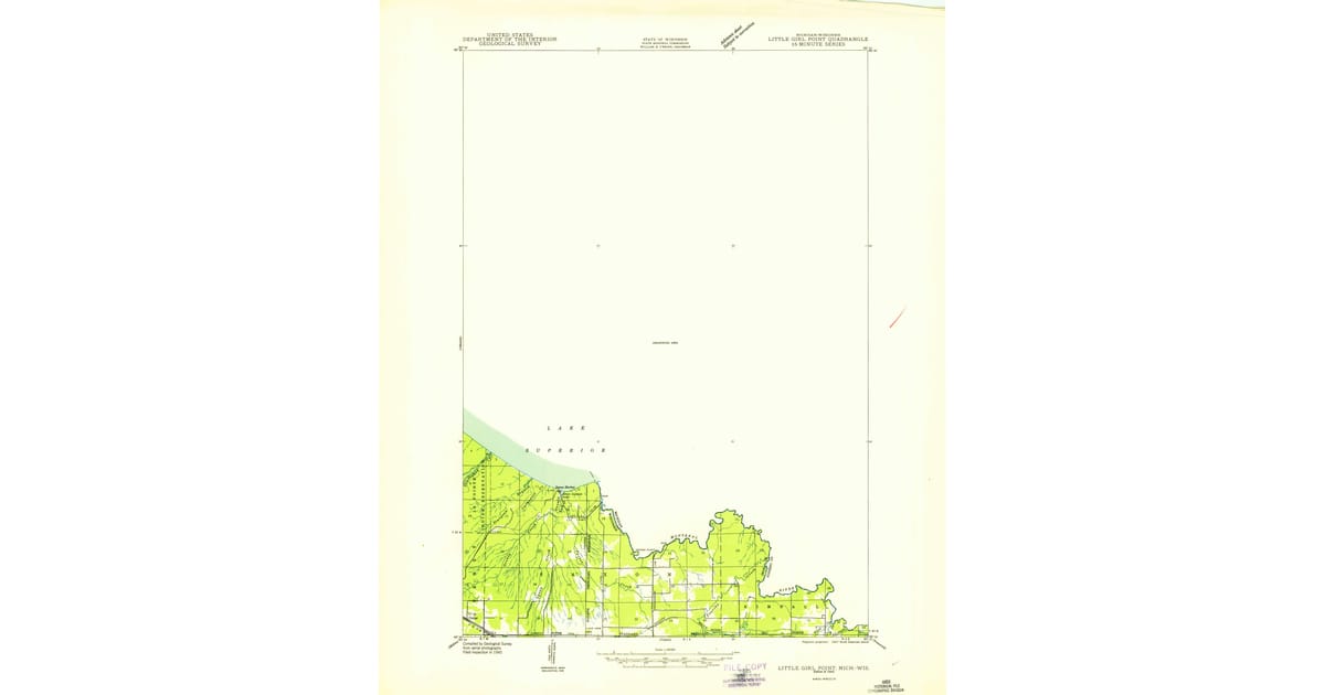 1943 Map of Little Girls Point, Gogebic County, MI — High-Res | Pastmaps