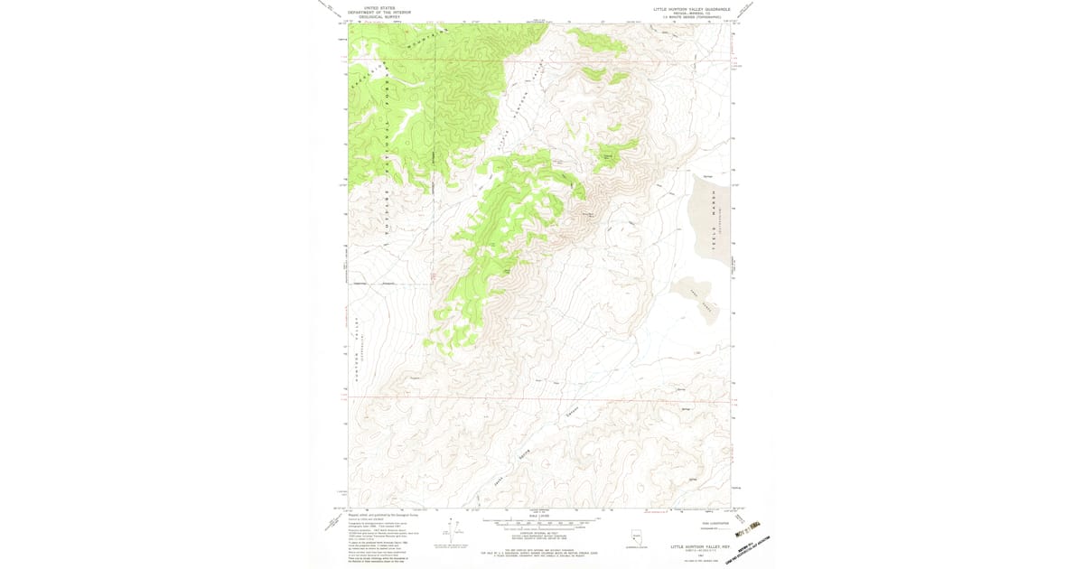 1967 Map of Little Huntoon Valley, Mineral County, NV — High-Res, 1983 ...