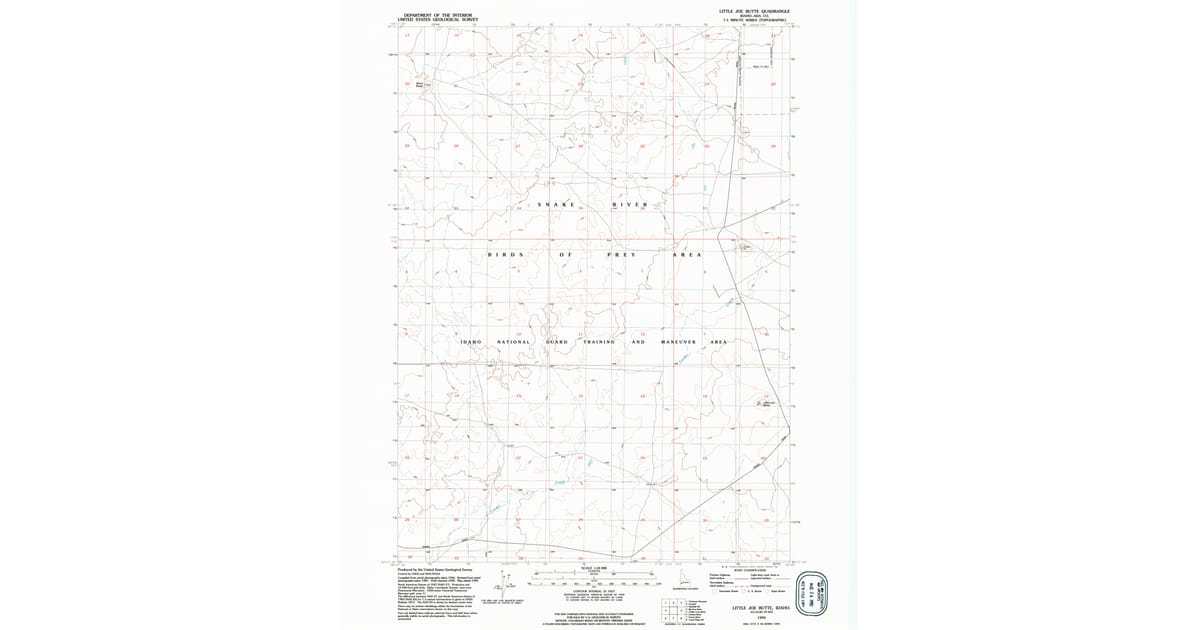 1992 Map of Little Joe Butte, Ada County, ID — High-Res | Pastmaps